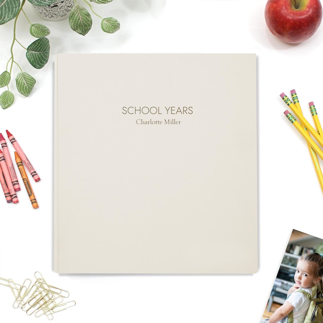 Personalized School Years Memory Binder With Pearl Vegan Leather Cover ...