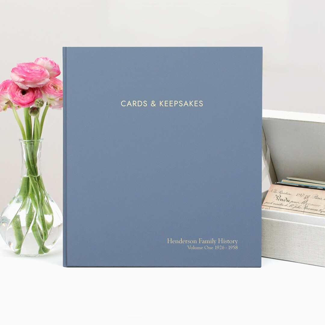 Personalized Cards & Keepsakes Binder With Ocean Blue Vegan Leather ...