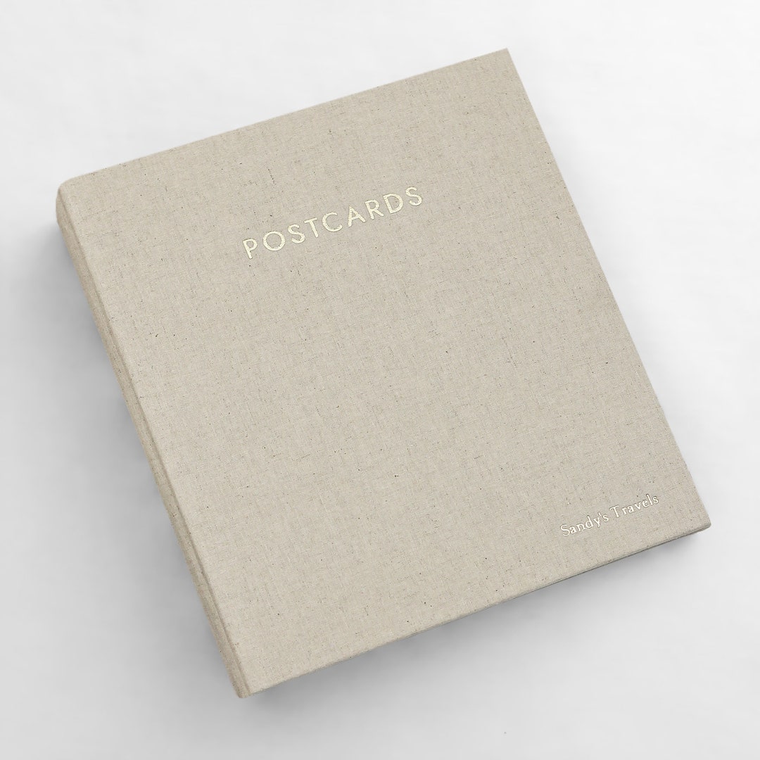 Large Postcard Album With Natural Linen Cover 2 Postcards per Clear ...