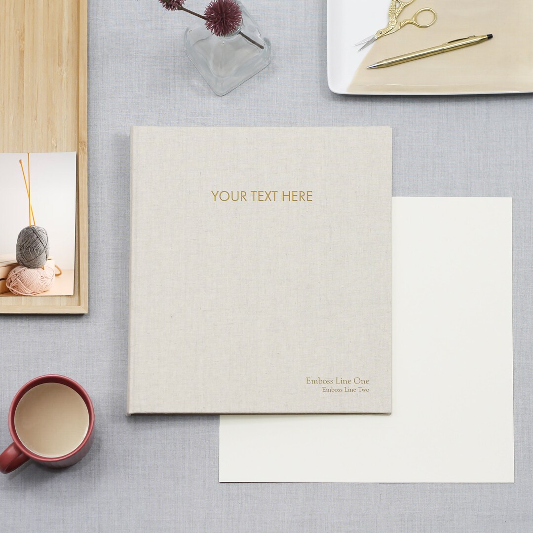 Custom Personalized 3-ring Binder Natural Linen Hard Cover Album Storage Binder Corporate Gift ...