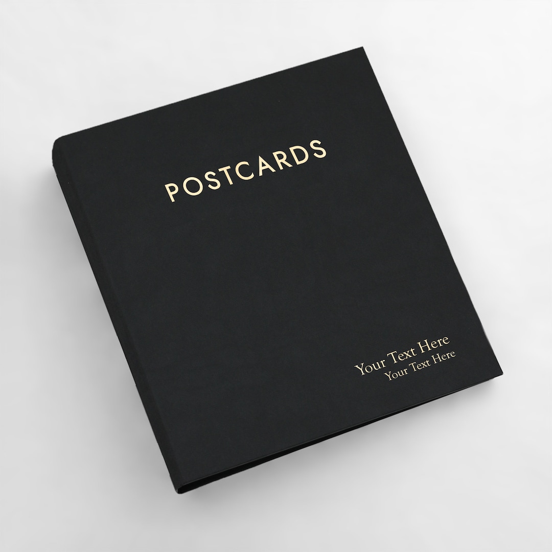 Medium Postcard Album With Black Vegan Leather Cover | 2 Postcards per ...