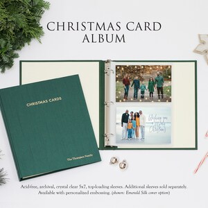 PERSONALIZED Christmas Card Album With Pine Vegan Leather Cover ...