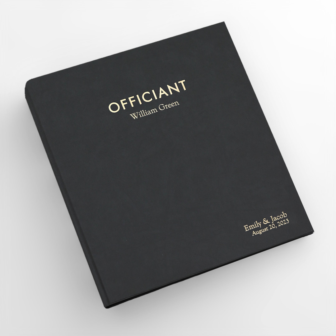 Officiant Binder With Black Vegan Leather Includes Personalized Gold ...