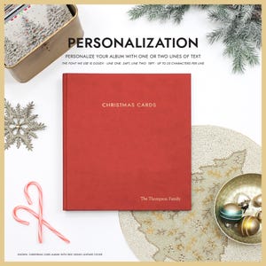 PERSONALIZED Christmas Card Album With Pine Vegan Leather Cover ...