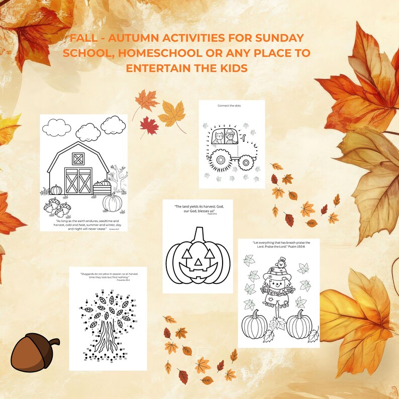 Fall Coloring Pages for Kids: Christian Bible Activity (PDF) - Etsy Canada