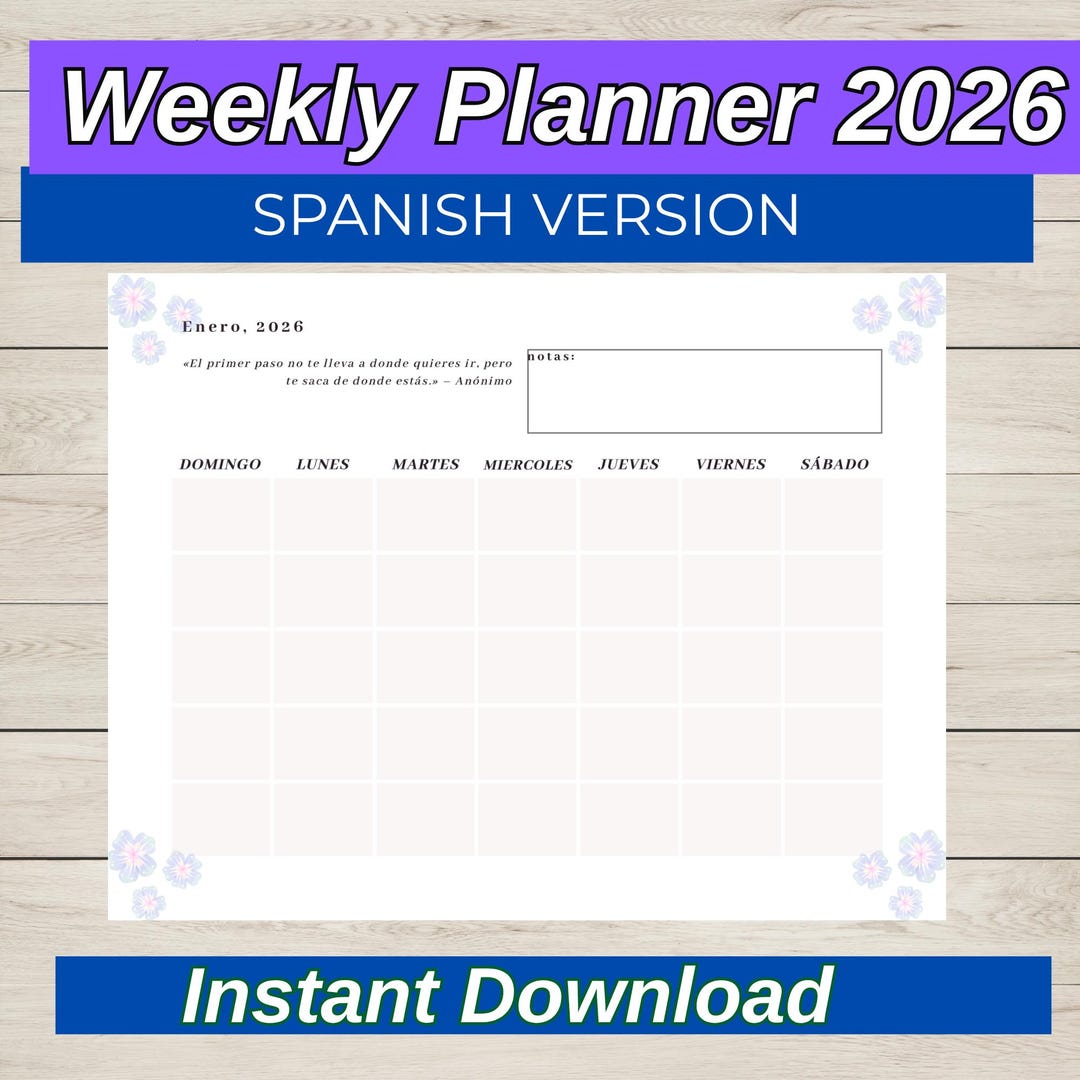 Spanish Weekly Planner, Printable Organizer, Versos Positivos En ...