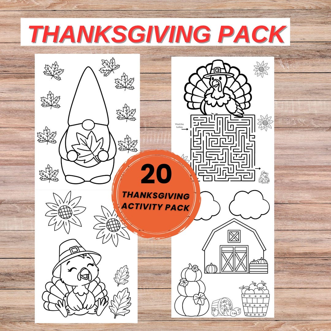 Thanksgiving Coloring Pages, Kids Activities (digital Download) - Etsy