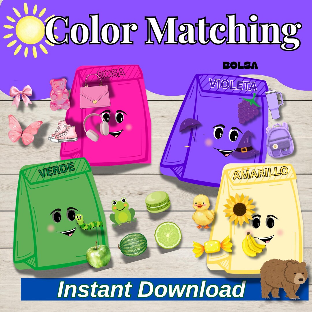 ESPAÑOL Color Matching Activity for Kids, Sorting, Printable ...