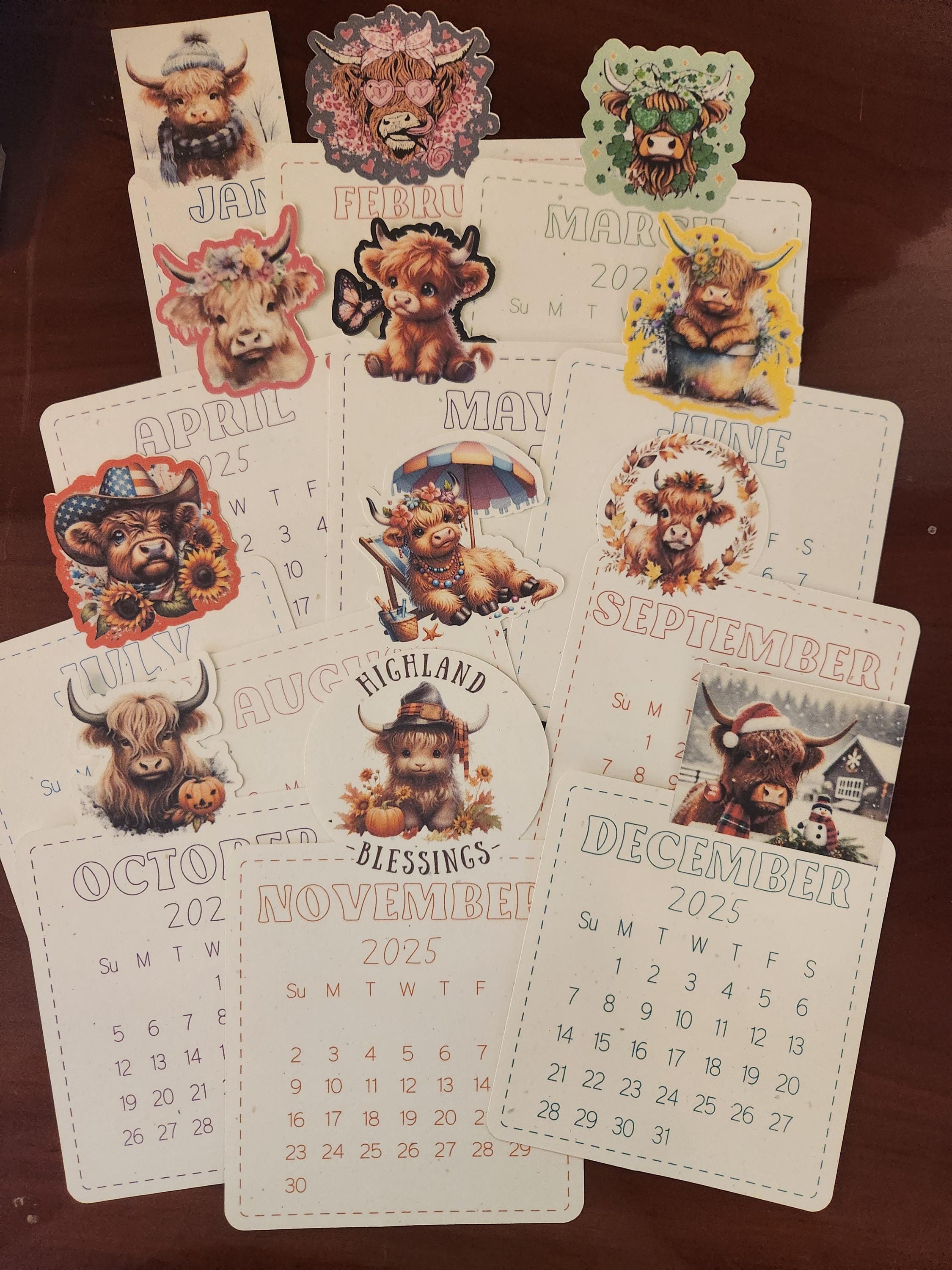 2025 Highland Cow Stacked Desk Calendar - Etsy