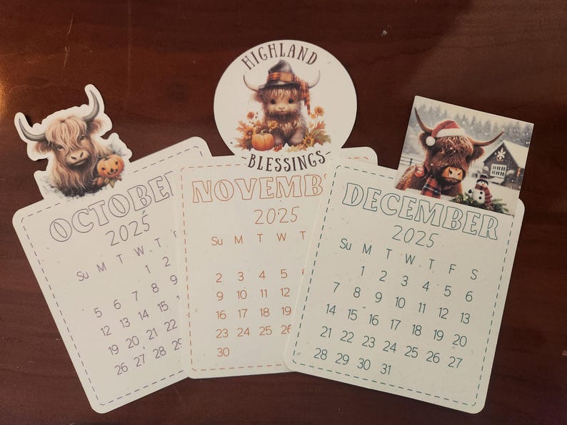 2025 Highland Cow Stacked Desk Calendar - Etsy