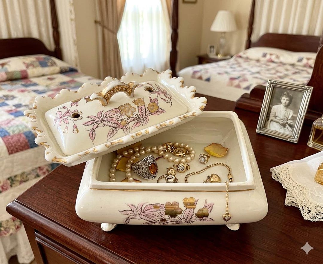 Vintage Lenwile Ardalt Japan Porcelain Trinket Box – Hand-painted ...