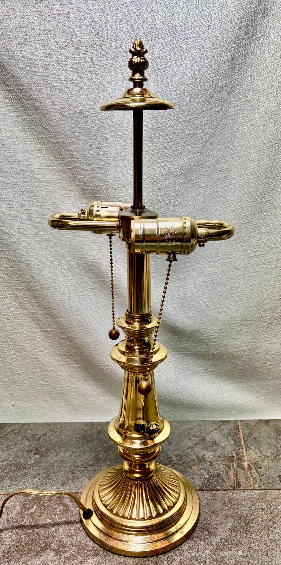 Vintage Mid-century Modern Solid Brass Table Lamp - Dual Pull Chain ...