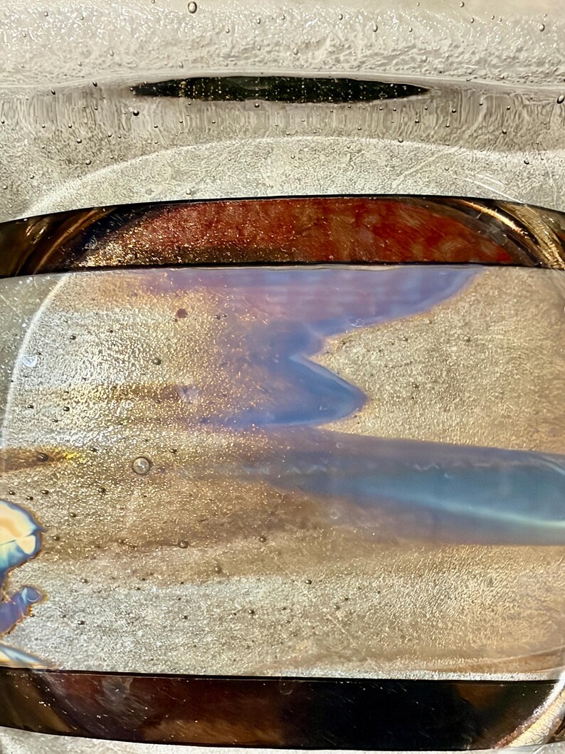 Handmade Karen Hodgson Fused Glass Abstract Indented Iridescent Plate ...