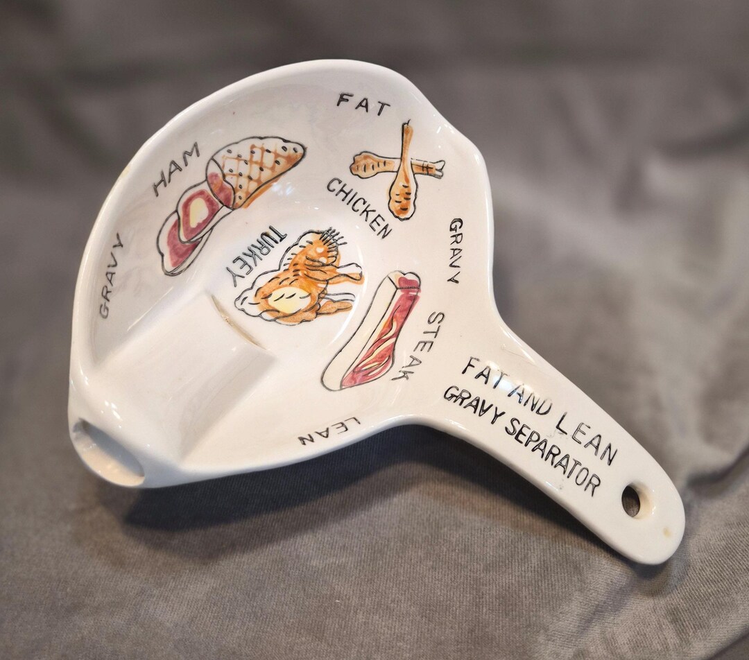 Vintage Ceramic Gravy Separator – “fat and Lean” Meat Illustration ...