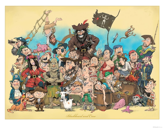 Blackbeard and Crew 11X14 Signed Print | Etsy