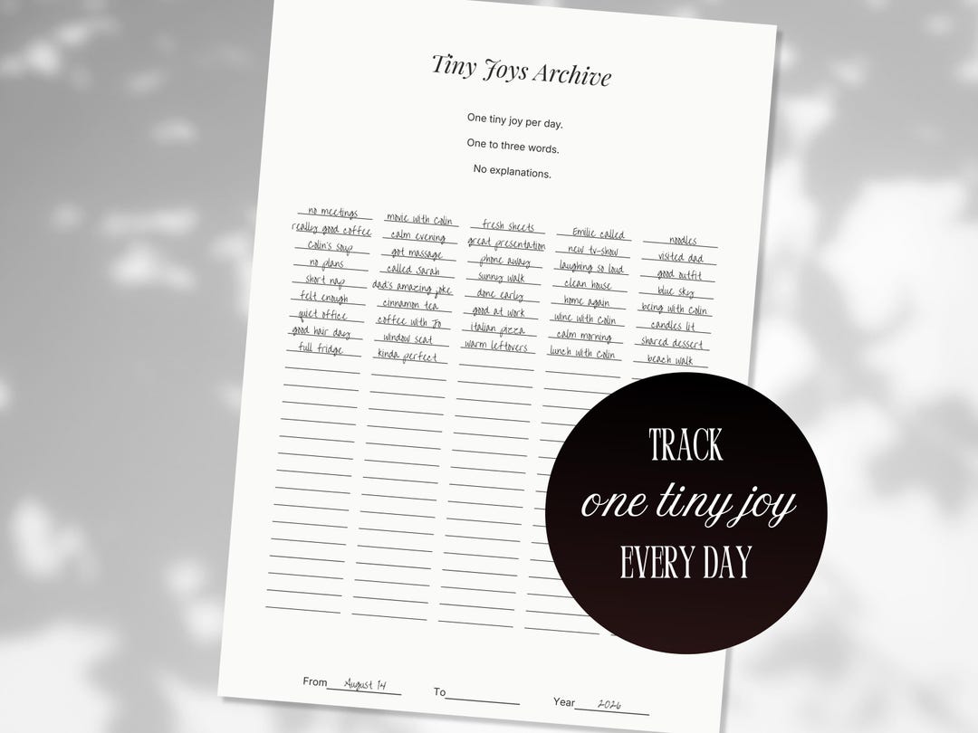 Tiny Joys Tracker – Minimalist Gratitude Journal (A4, A5 & Letter PDF ...