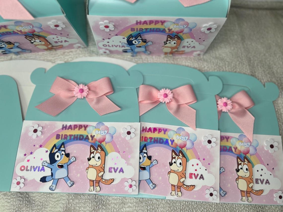 Personalized Bluey Birthday Party Favor Boxes - Etsy