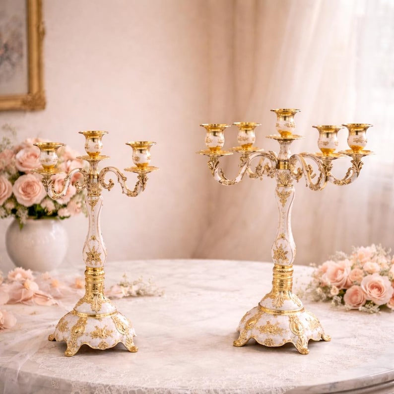 Gold Baroque Candelabra,3 5 Arm European Retro Candlestick,luxury ...