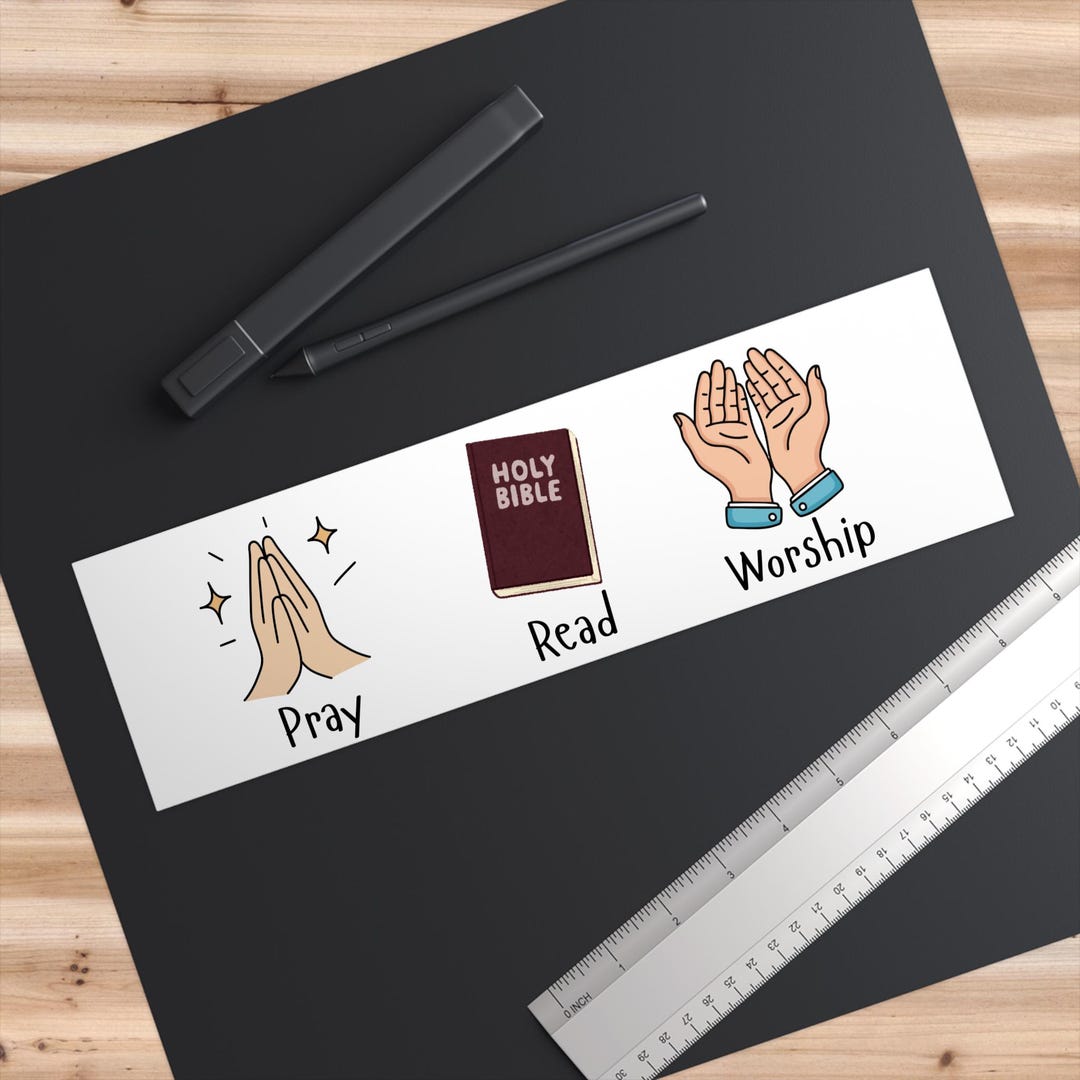 Pray Read Worship Bumper Sticker | Religious Faith Scripture Decal - Etsy
