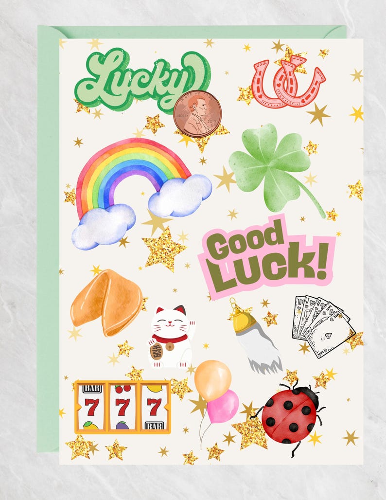 Good Luck Digital Card – Printable Encouragement Card With Lucky Charms ...