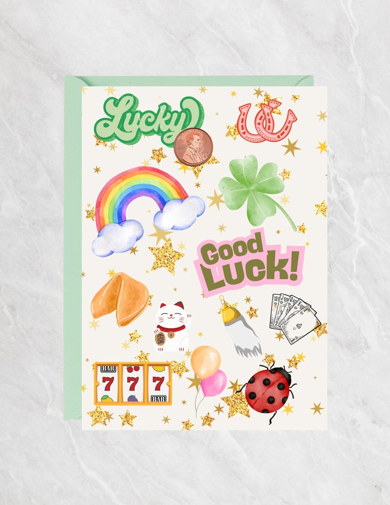 Good Luck Charm Card – Printable Encouragement Symbols (digital ...