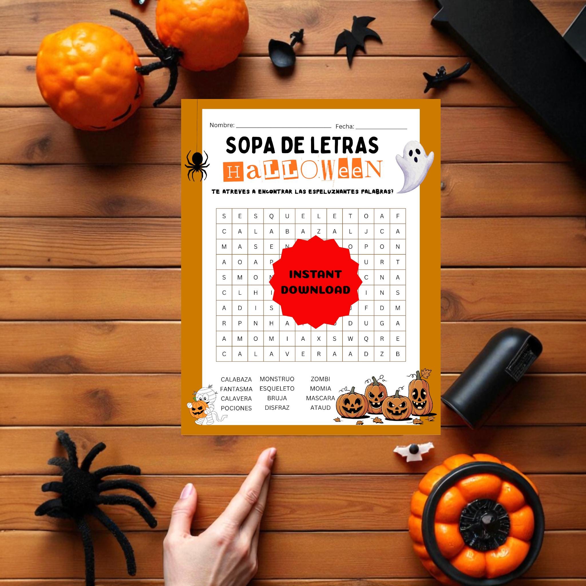 Sopa De Letras Halloween En Español Para Imprimir - Etsy