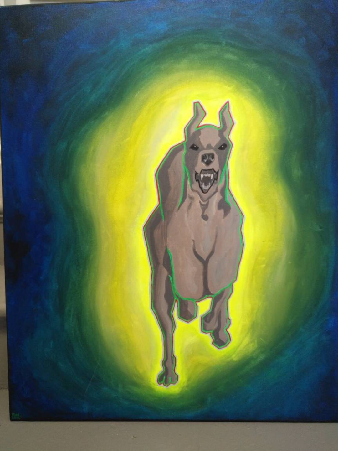 Dog - Original Art Acrylic Painting of Running Dog Frontal View - Etsy