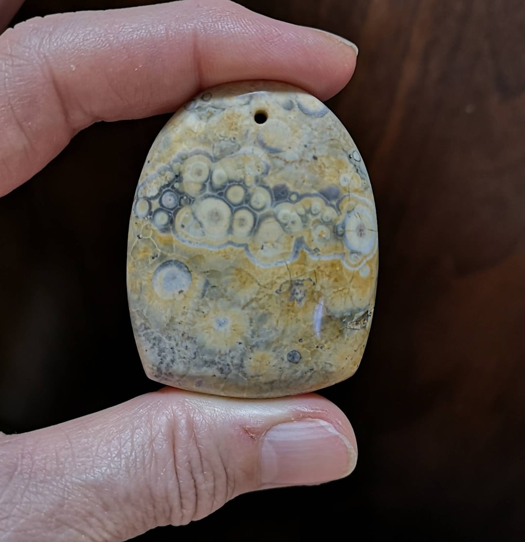 Eye-catching Orbicular Mystery Jasper Modified Oval Pendant Bead ...