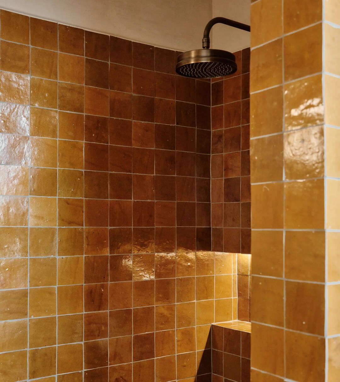 Amber Zellige Tiles 4x4” – Handmade Moroccan Golden Tiles for Kitchen ...