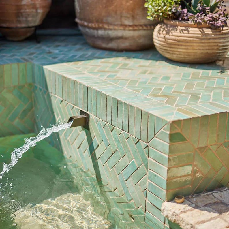 Tidepool Zellige Tile Mix – Handmade Moroccan Bejmat 2×6 for Luxe ...