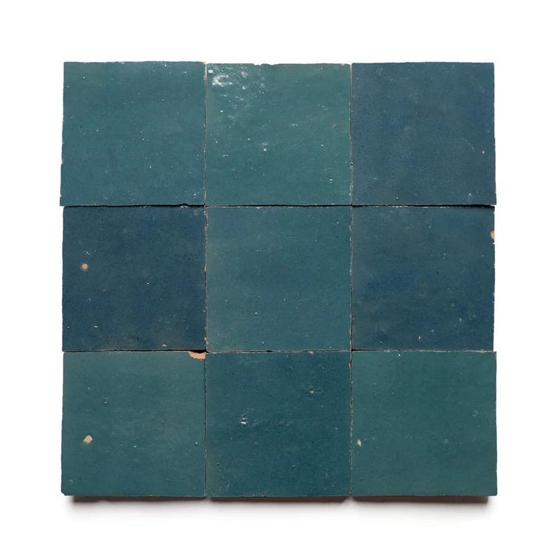 Aegean Blue Zellige Tiles 4x4” – Handmade Moroccan Tiles for Kitchen ...