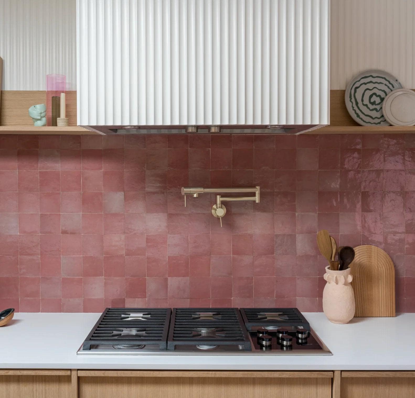 Moroccan Pink Zellige Tile 4x4 – Soft Rose Tile for Modern Bathrooms - Etsy
