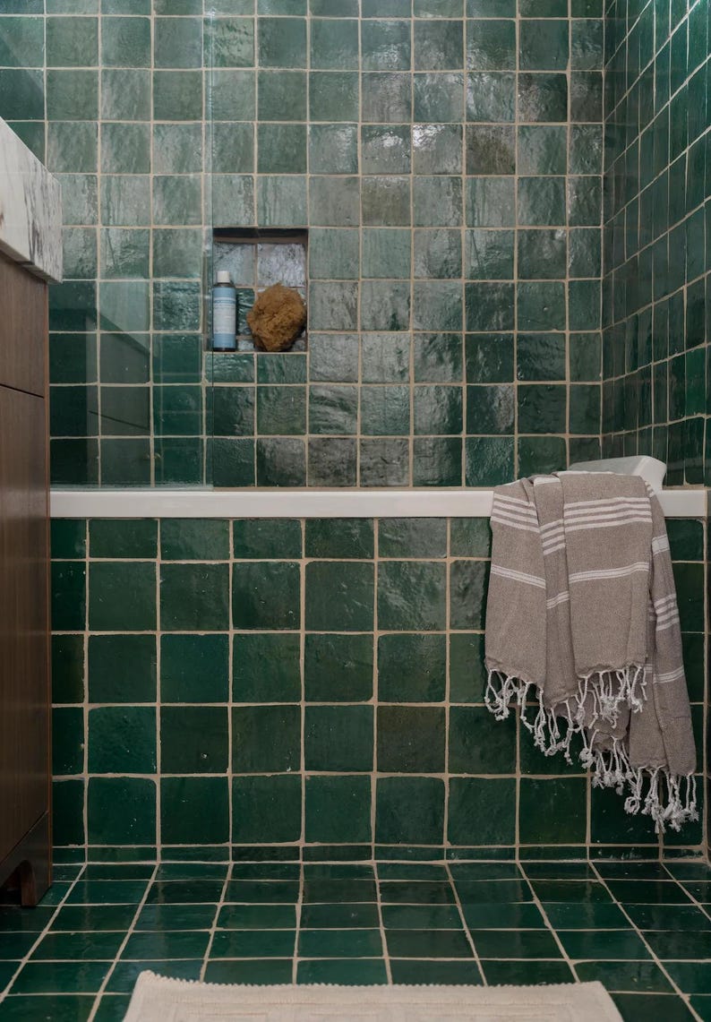 Moroccan Dark Green Zellige – Luxury Handmade Tile for Kitchens ...