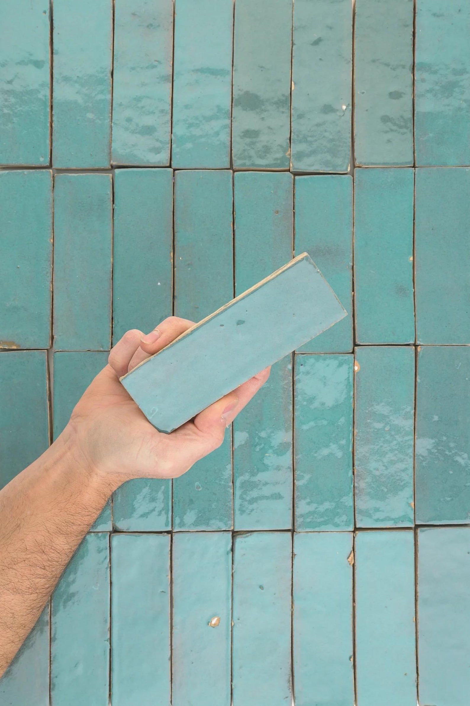 Moroccan Zellige Bejmat Mediterranean Blue – Luxury Handmade Tiles 6x2 ...