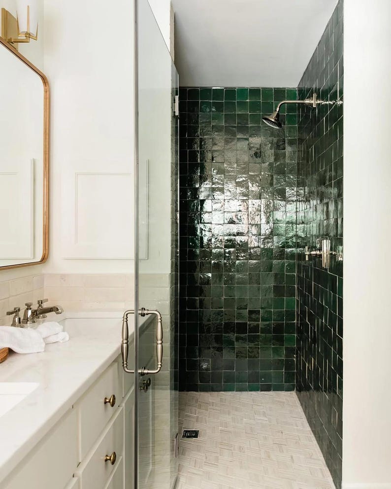 Emerald Green Zellige Tiles 4x4 - Handmade Moroccan Mosaic - Etsy