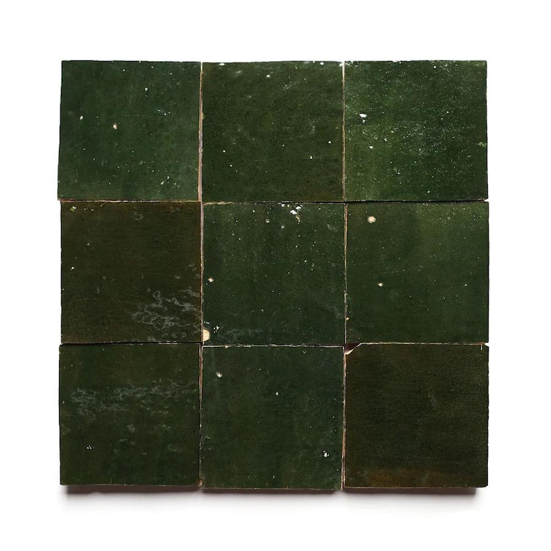 Racing Green Zellige Tiles 4x4” – Deep Luxury Moroccan Tile for Kitchen ...