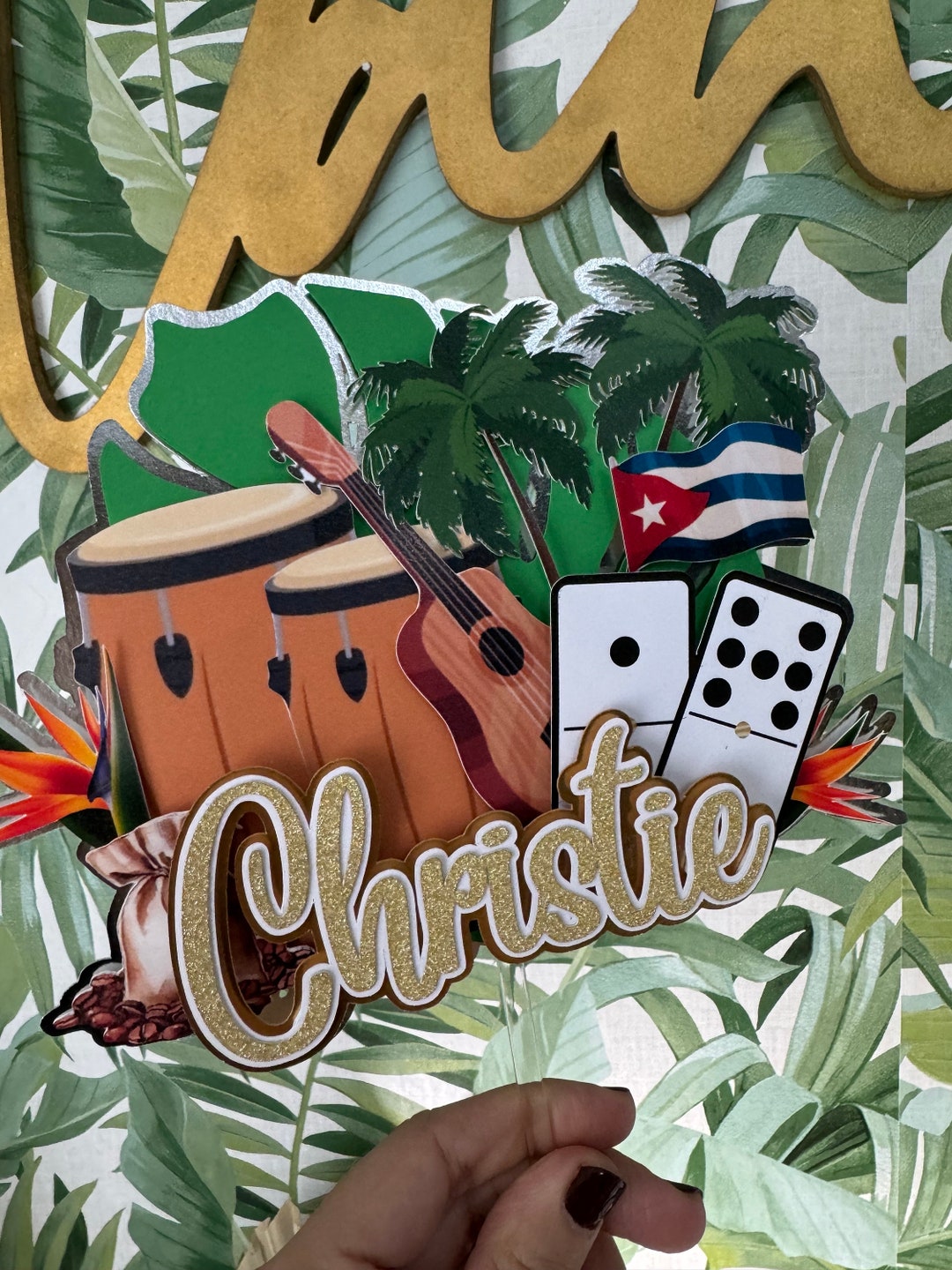 Personalized Cuban Cake Topper: Havana Nights Domino Theme - Etsy
