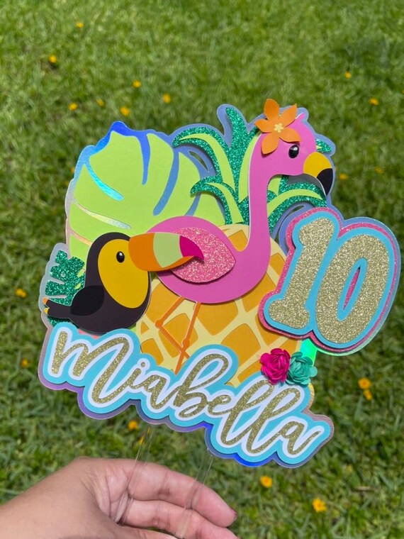 Aloha Tropical Birthday Cake Topper - Etsy