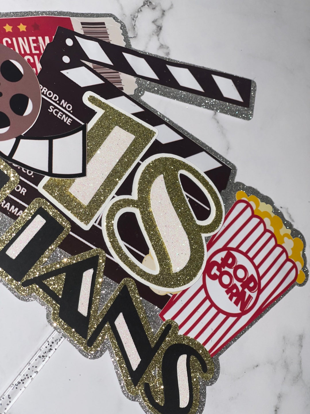 Movie Night Cake Topper , Hollywood Birthday Topper, Red Carpet Party ...