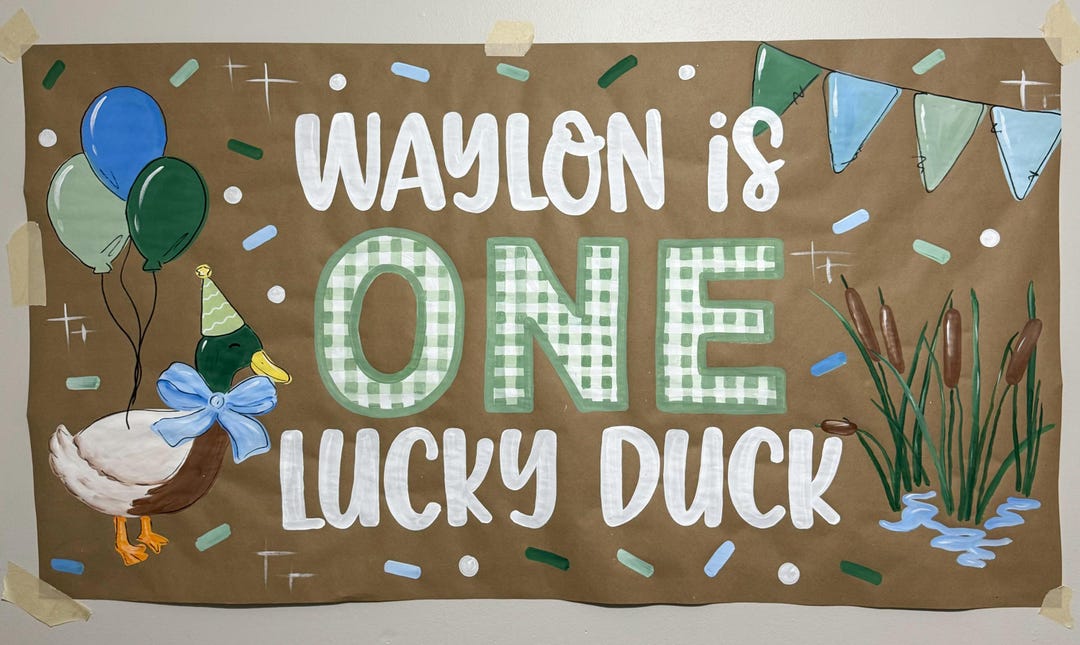 ONE Lucky Duck Birthday Banner, Custom Hand-painted Party Sign - Etsy