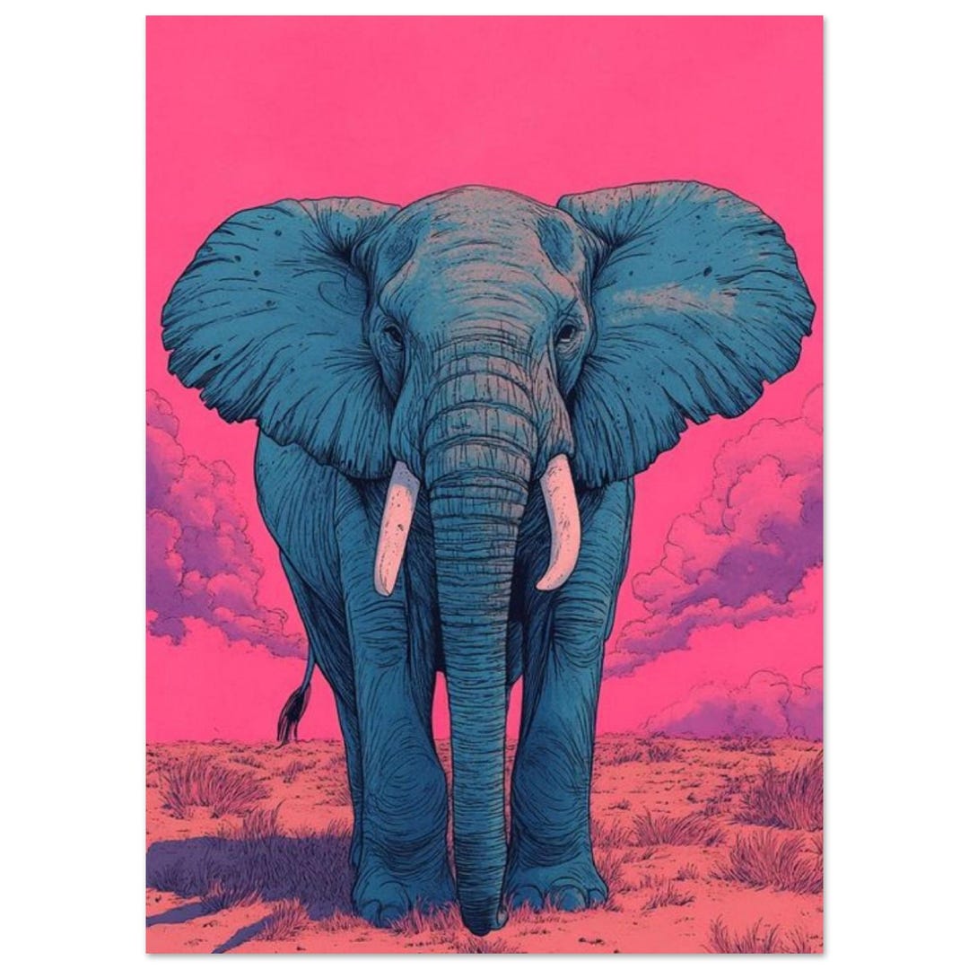 Neon Savannah Elephant Art - Etsy