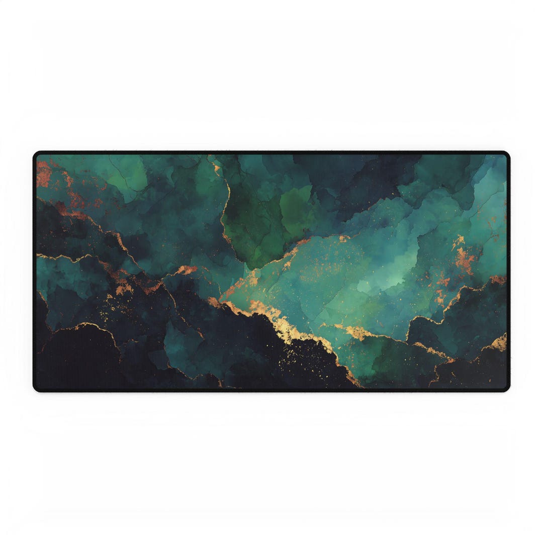 Emerald Green Marble Desk Mat, Luxury Office Decor, Elegant Desk Pad ...