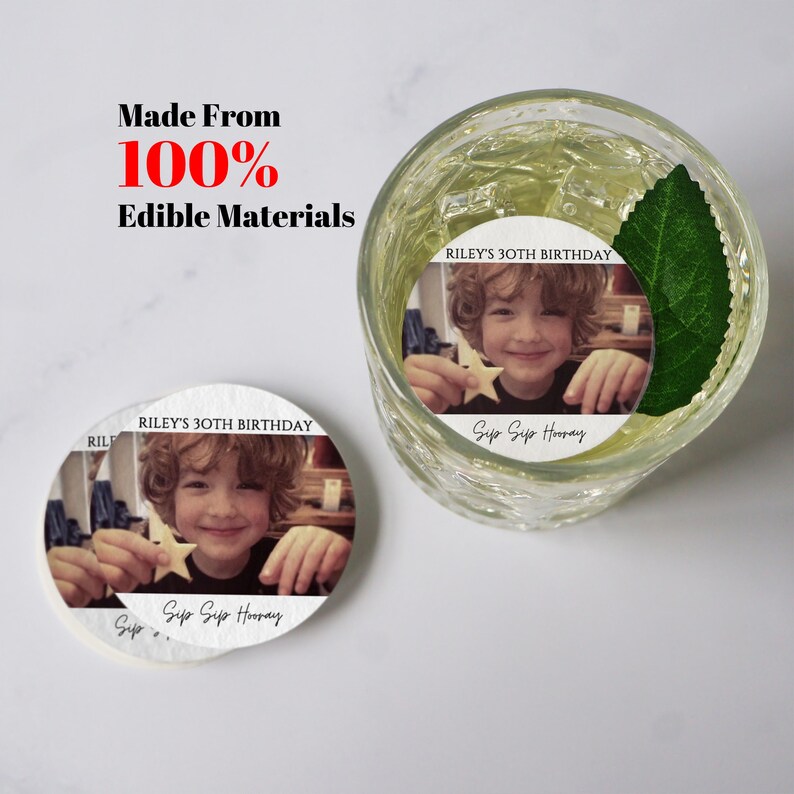 Custom Edible Photo Drink Topper | Personalized Cocktail Decoration ...