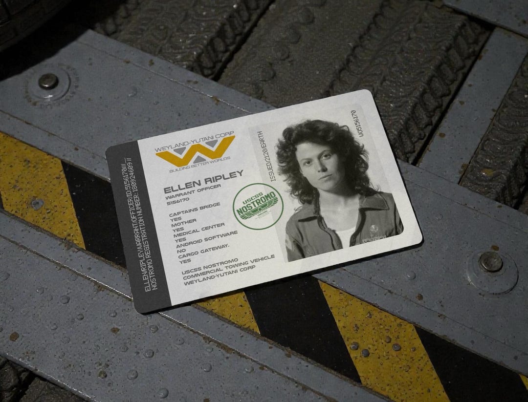 Alien USCSS Nostromo Ellen Ripley Horizontal ID Plastic Card (weylad ...