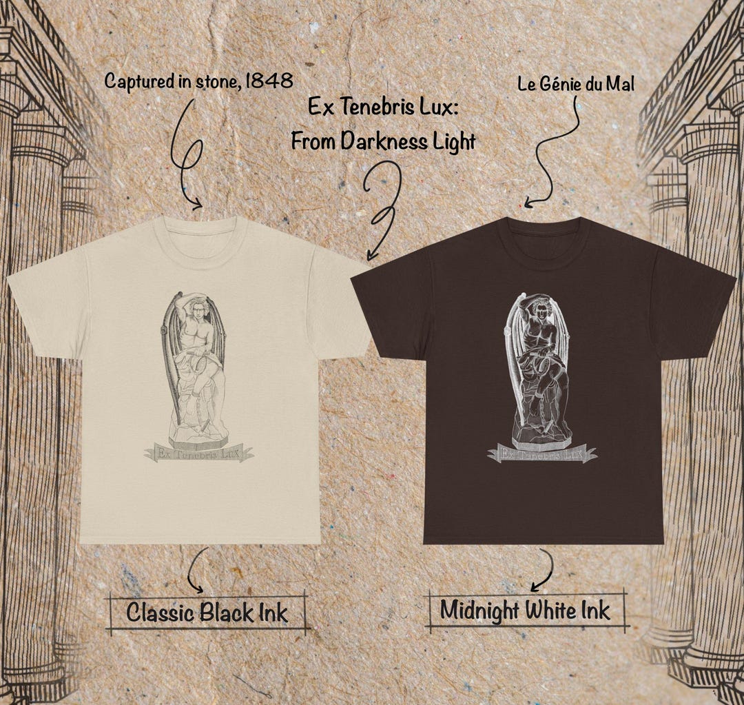 Lucifer Statue Fine Art T-shirt | Le Génie Du Mal Dark Academia Tee ...