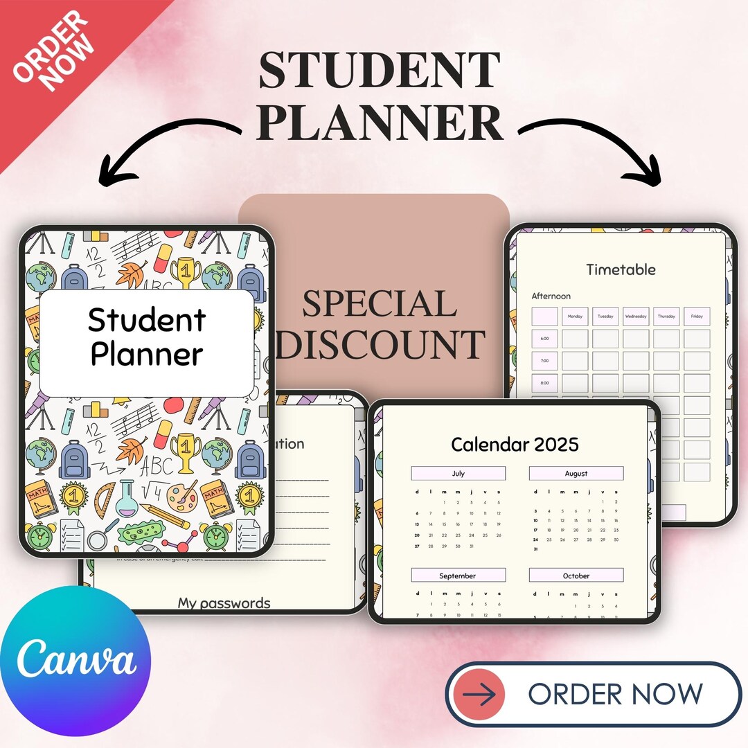 Ultimate Student Planner | Editable Canva Template | Printable Academic ...