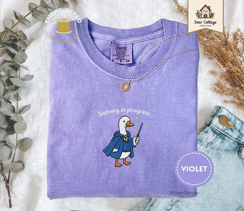 Wizard Silly Goose T-shirt, Comfort Colors Embroidered | Sorcery in ...