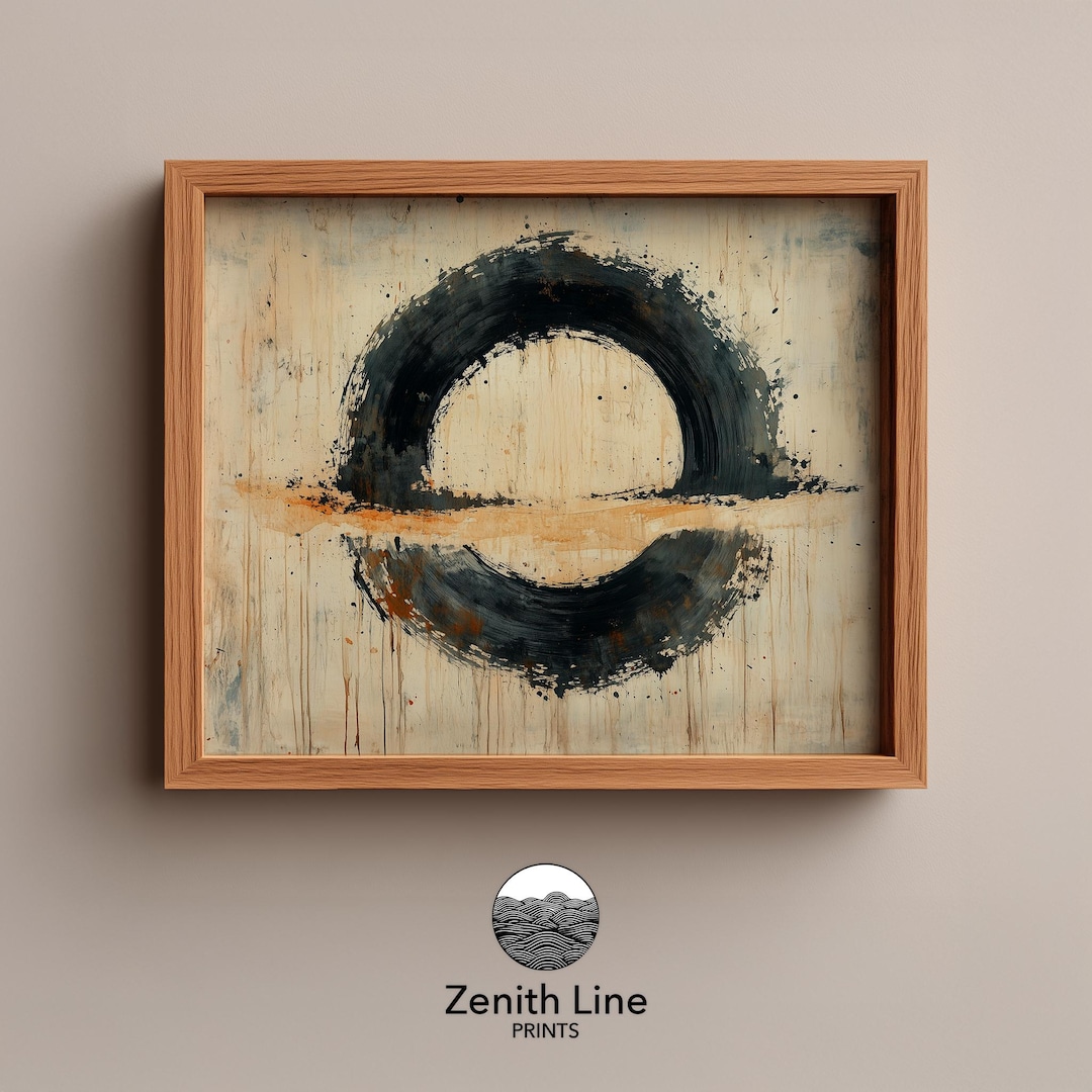 Zen Calligraphy-inspired Double Enso Motif - Minimalist Abstract Ink ...