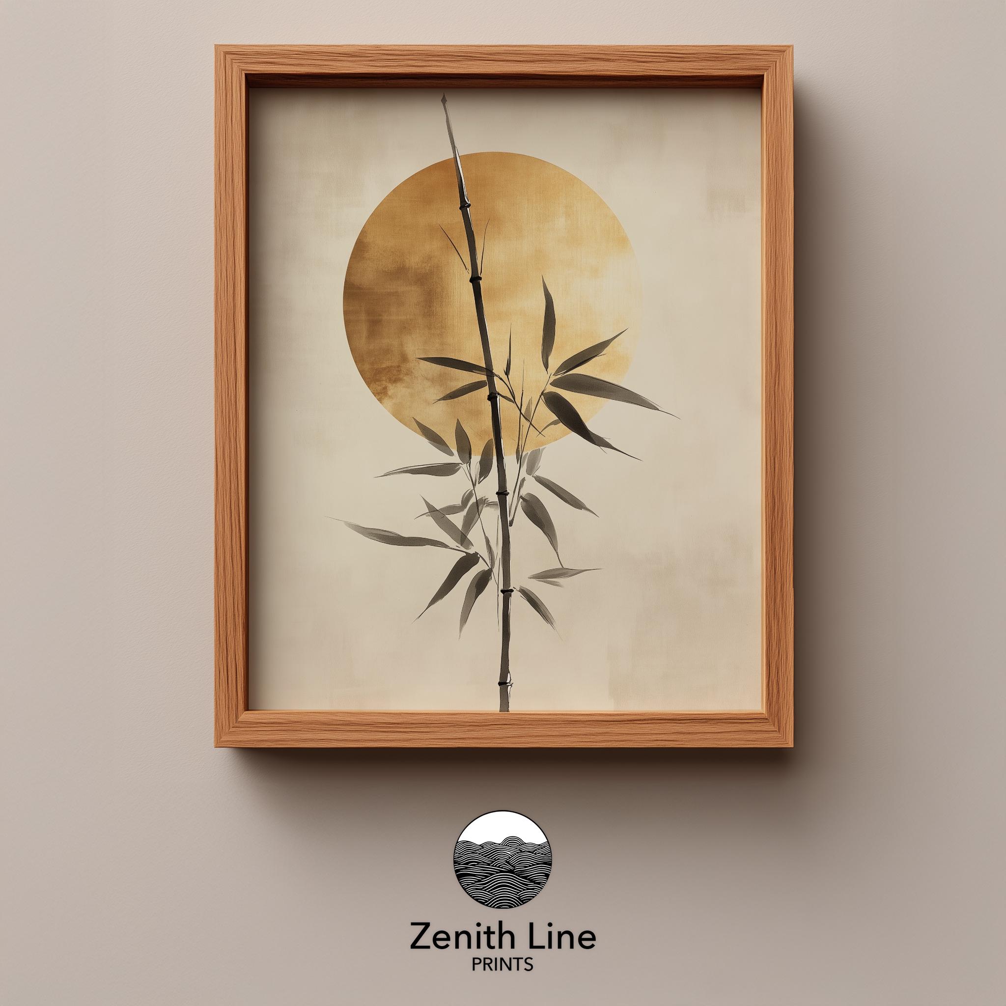 Minimal Japandi Bamboo Wall Art - Zen Sumi-e Style, Neutral Calming ...