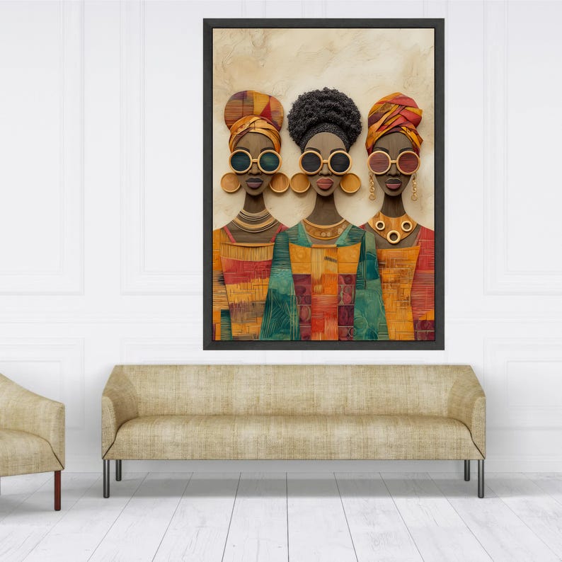 Vibrant African Women Portraits Canvas, Ethnic Wall Art Print, Modern ...